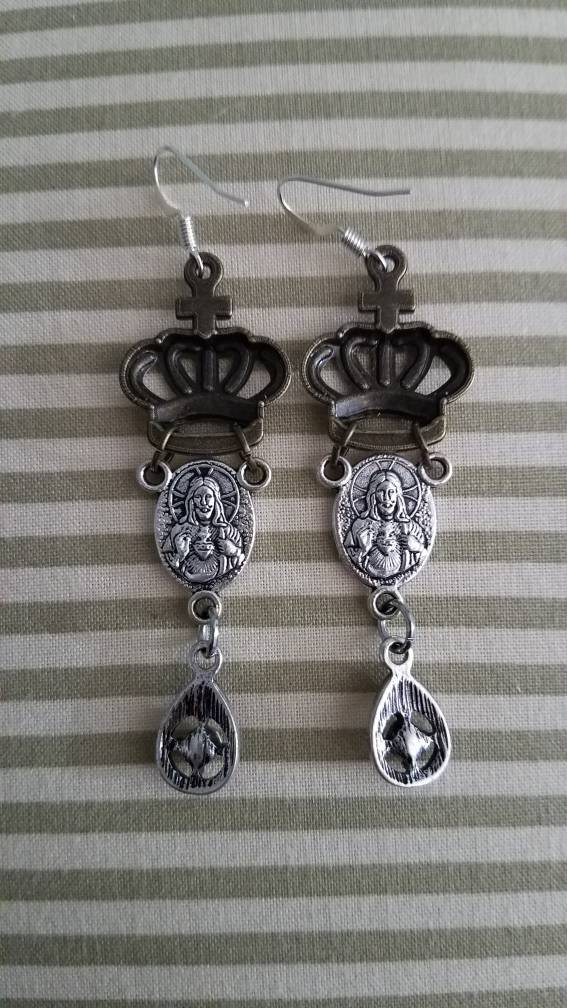 Religious Charm Earrings. Gorgeous Dangling Earrings With Religious ...