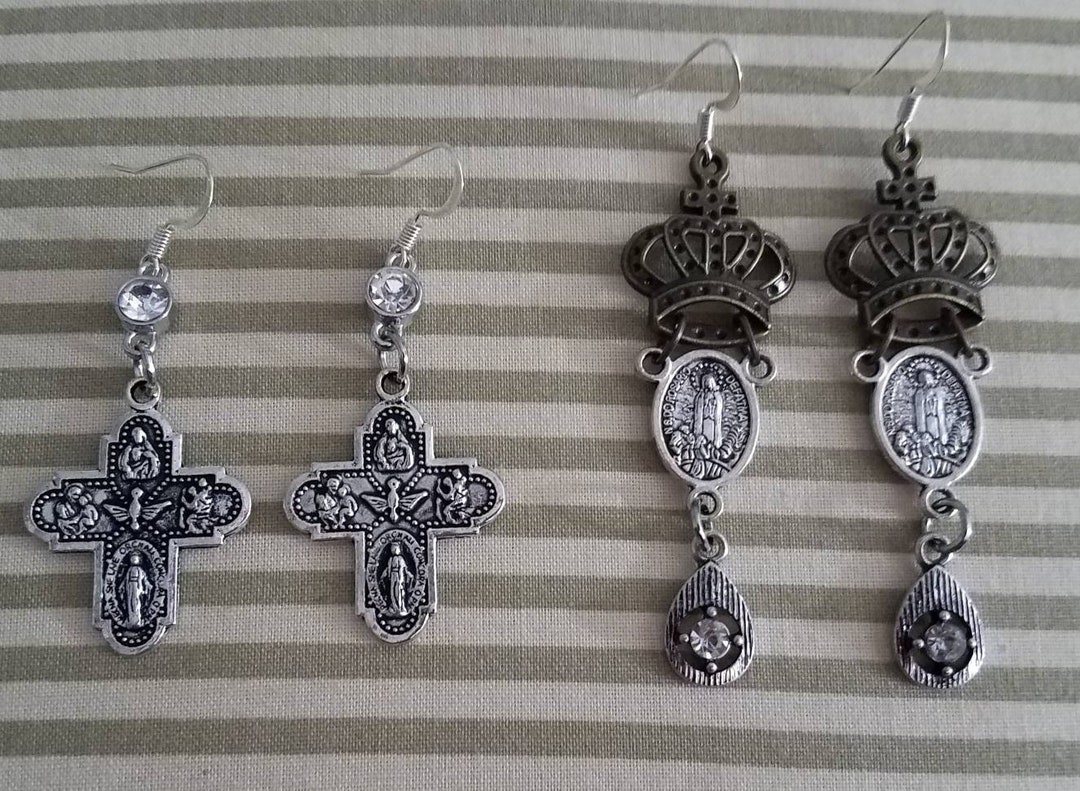 Religious Charm Earrings. Gorgeous Dangling Earrings With Religious ...