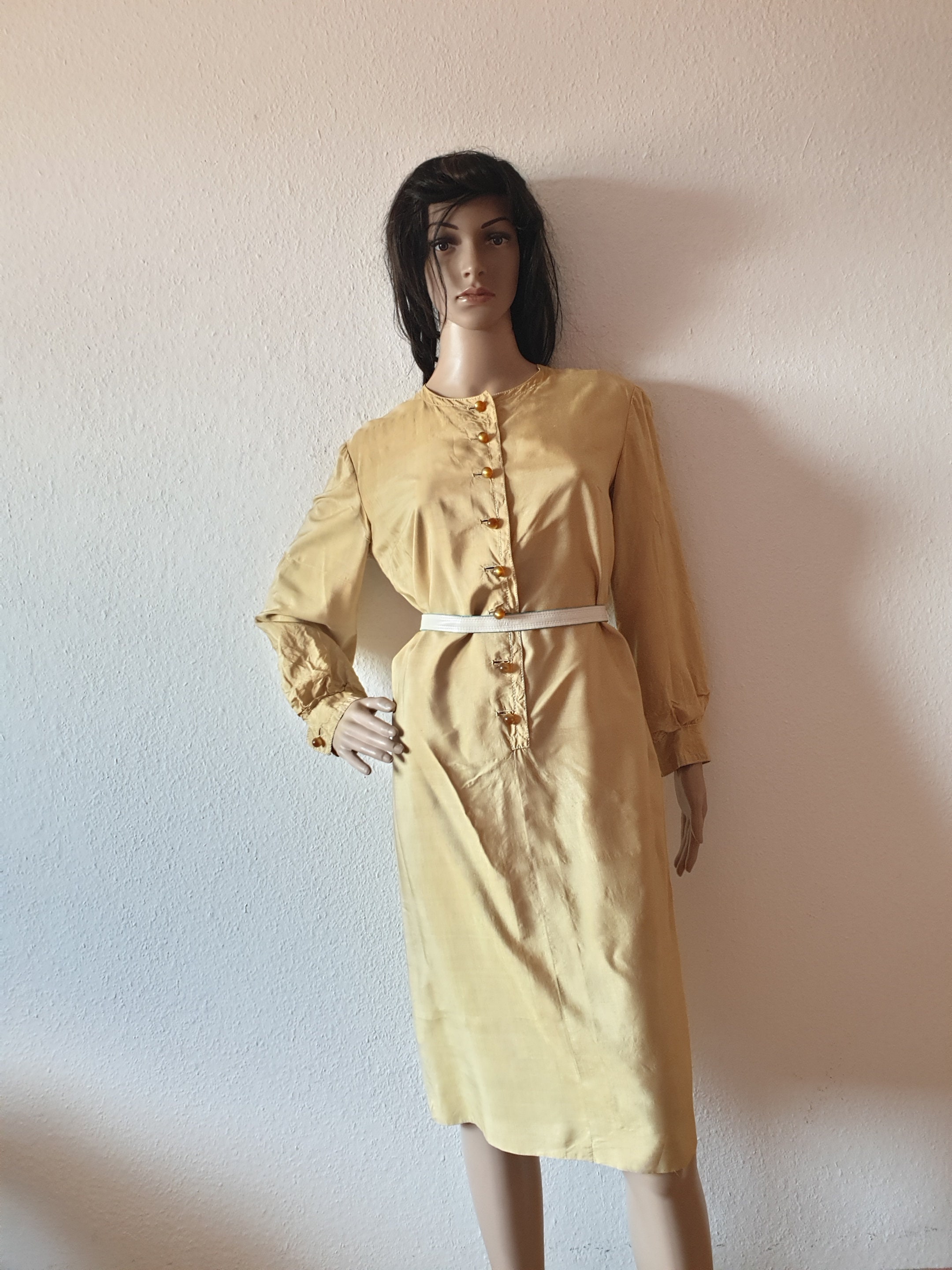 Original 40er Jahre Seidenrips Kleid | Etsy