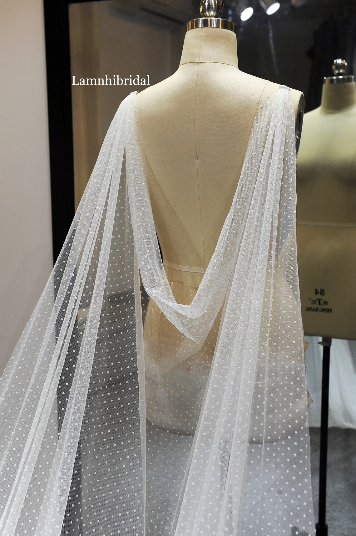 LS70/polka dot draped cape/bridal cape veil/wedding cape veil/ | Etsy