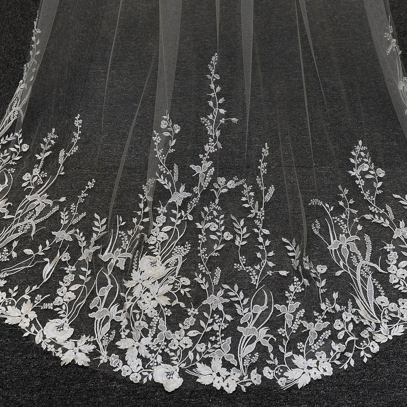 Floral Embroidered Veil - Etsy