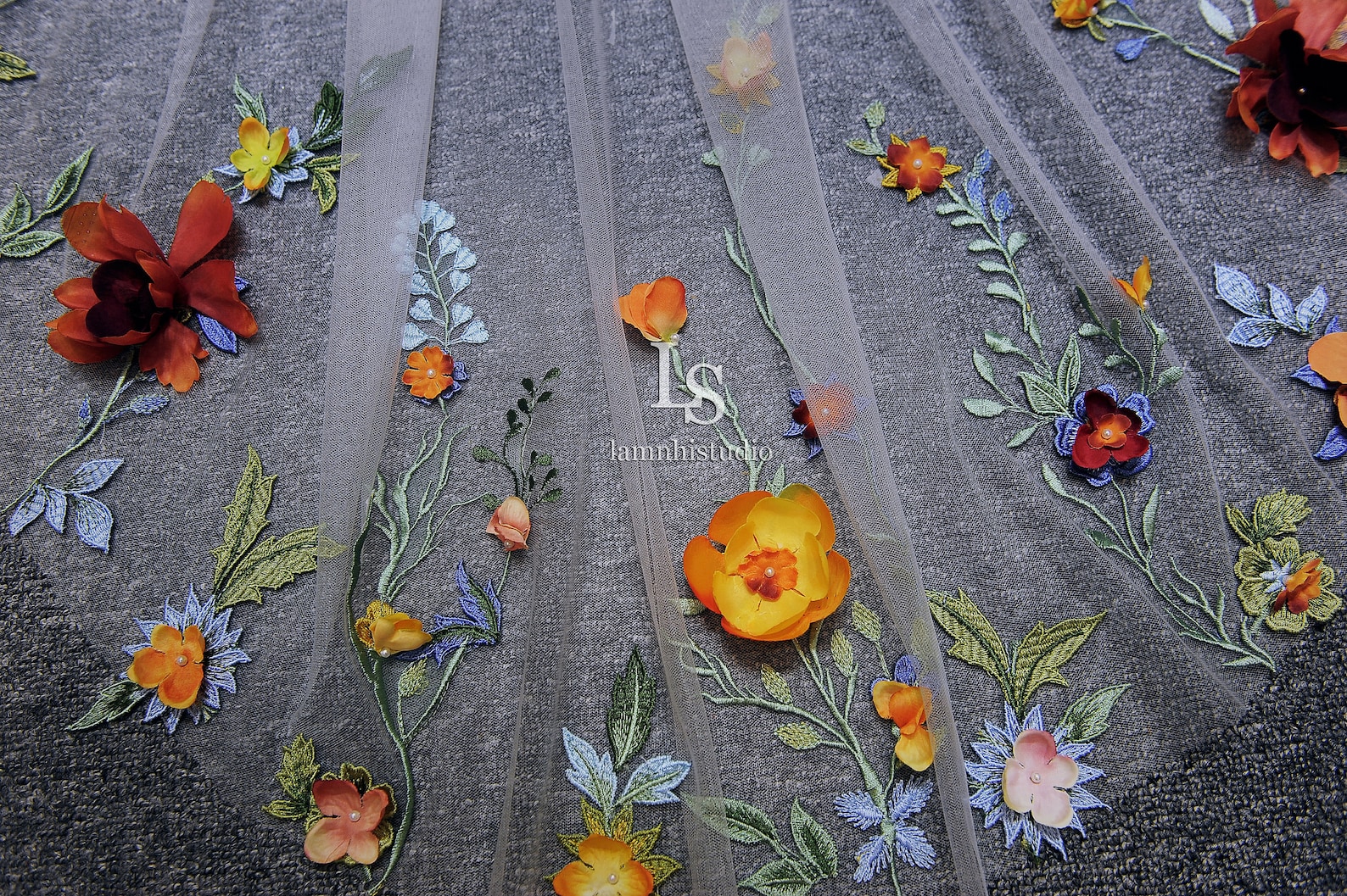 Ls174/botanica Flower Veil/ Lace Embroidery Cape/3d Flower Cape/ Bridal ...