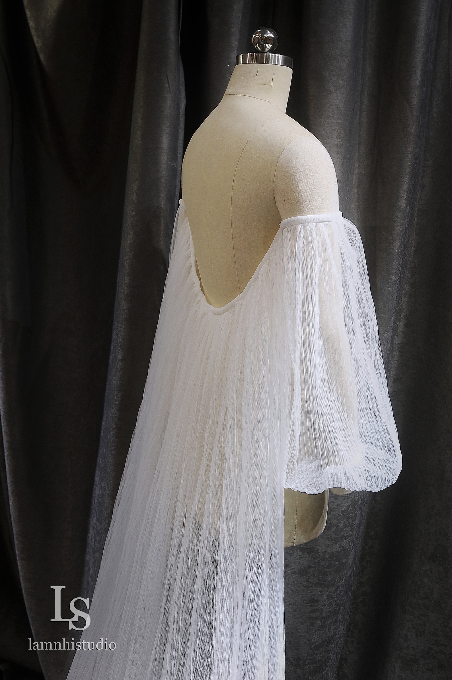 Ls172/pleated Cape/bridal Cape/ Cape Veil/wedding Cape/ Simple - Etsy