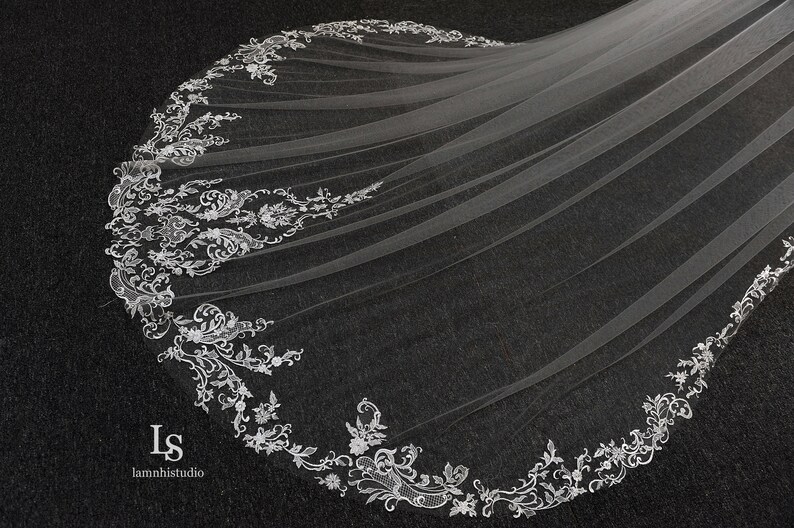 Ls95/ laceveil/1 tier veil/bridal lace veil/ bridal veil / | Etsy