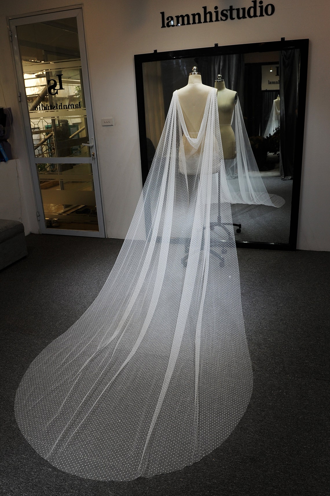 LS70/polka dot draped cape/bridal cape veil/wedding cape veil/ | Etsy