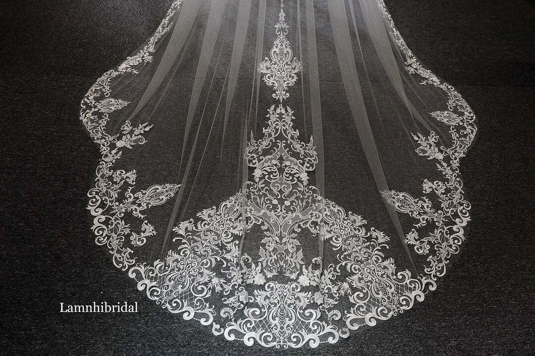 Ls93/ Lace Veil / 1 Tier Veil/ Cathedral Veil/ Custom - Etsy