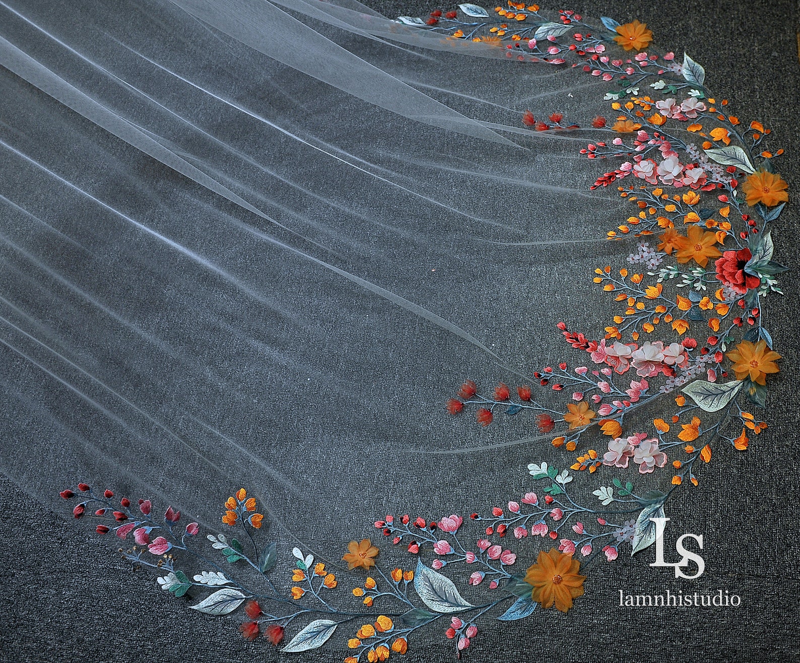 Ls84/embroidery Veil /1 Tier Veil/ Chapelveil/wedding Veil/ - Etsy