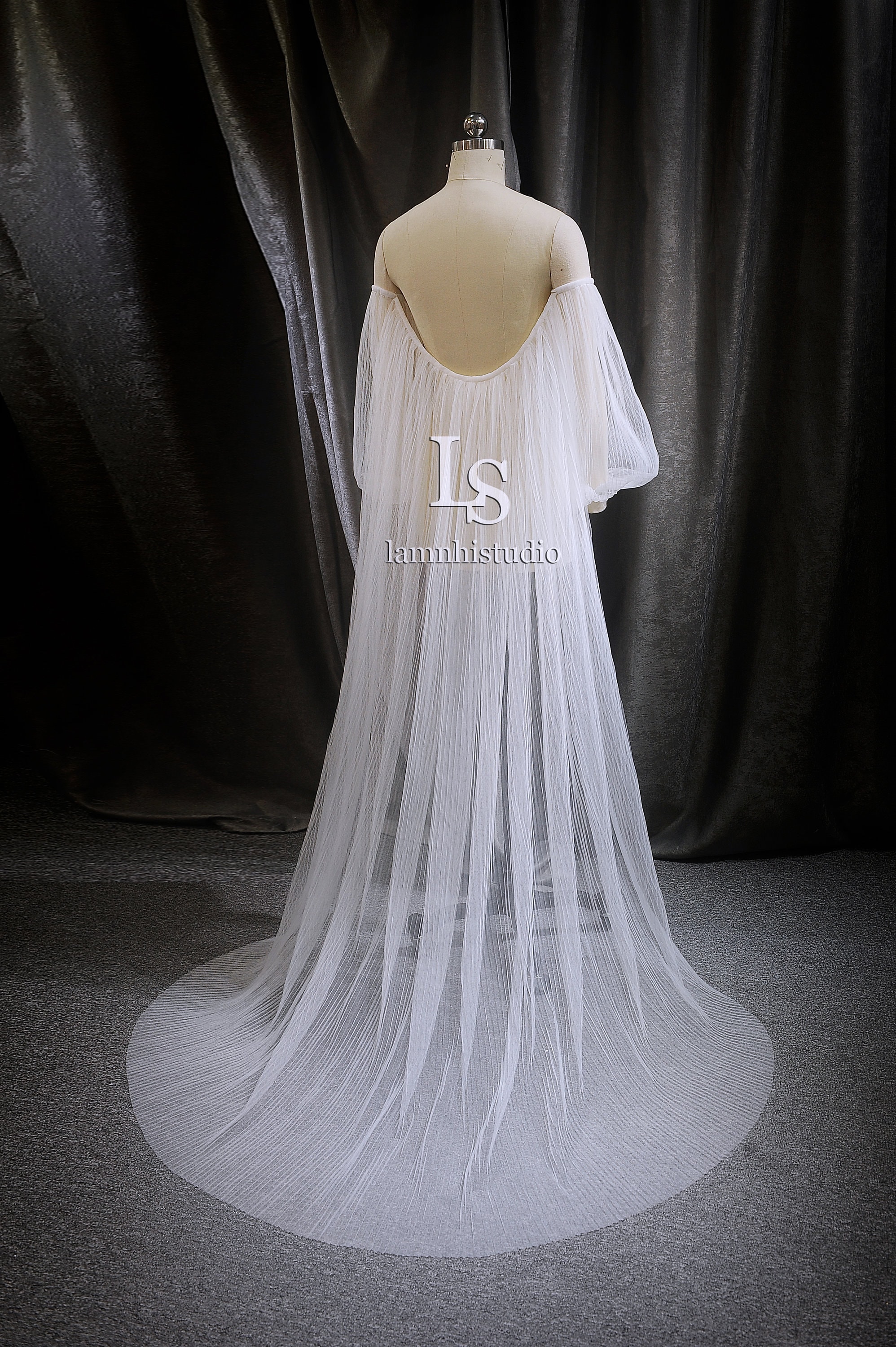 Ls172/pleated Cape/bridal Cape/ Cape Veil/wedding Cape/ Simple | Etsy