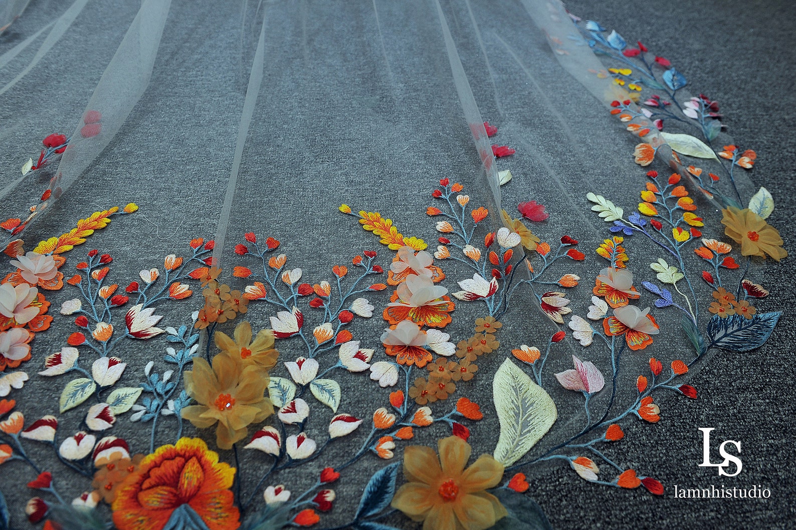 Ls104/embroidery Flower Veil / Embroidery Veil/handmade Veil/ - Etsy