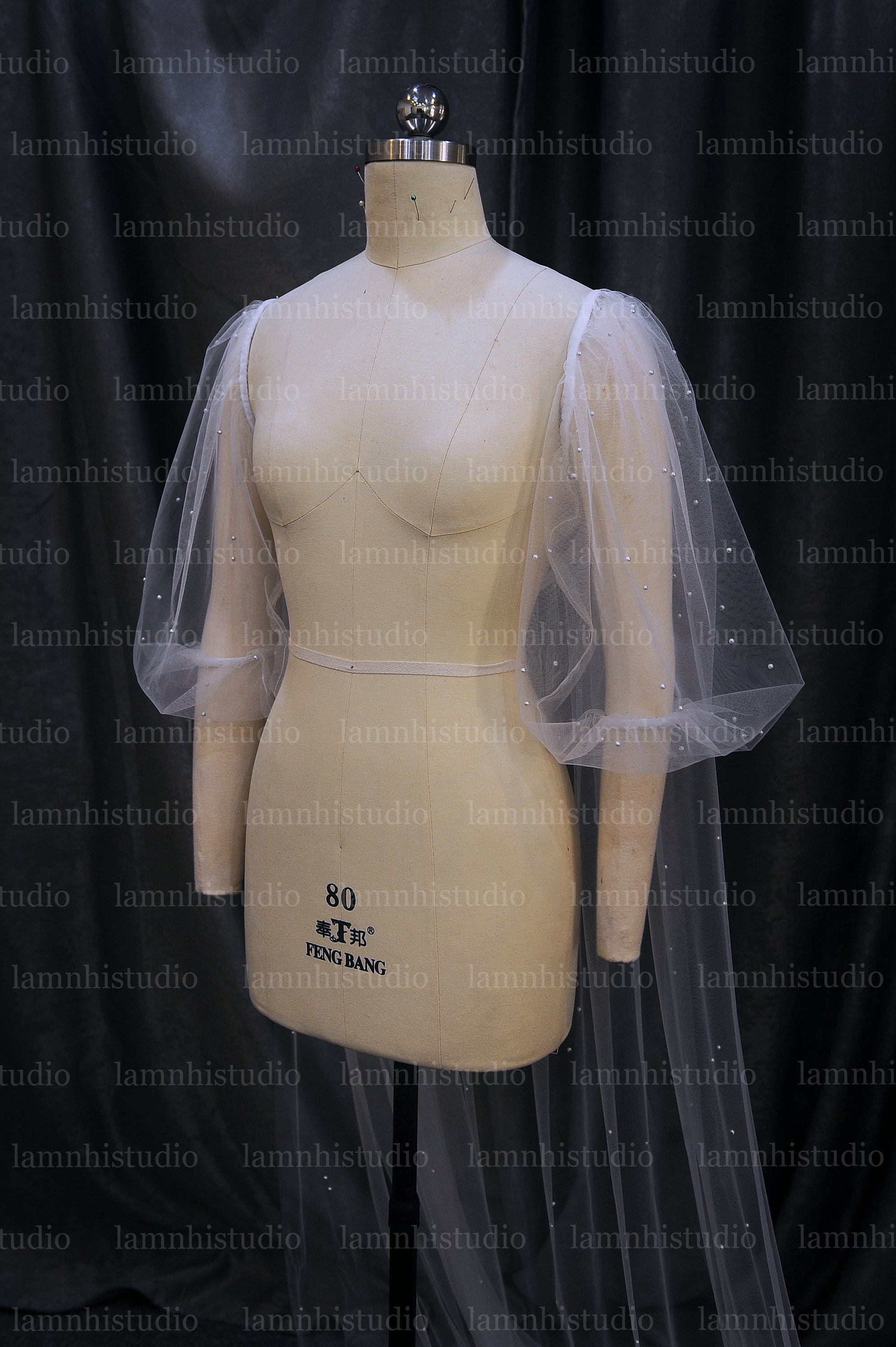 LS169 / Pearl Tulle Bridal Cape: Custom Wedding Veil (2.1 Meters) - Etsy
