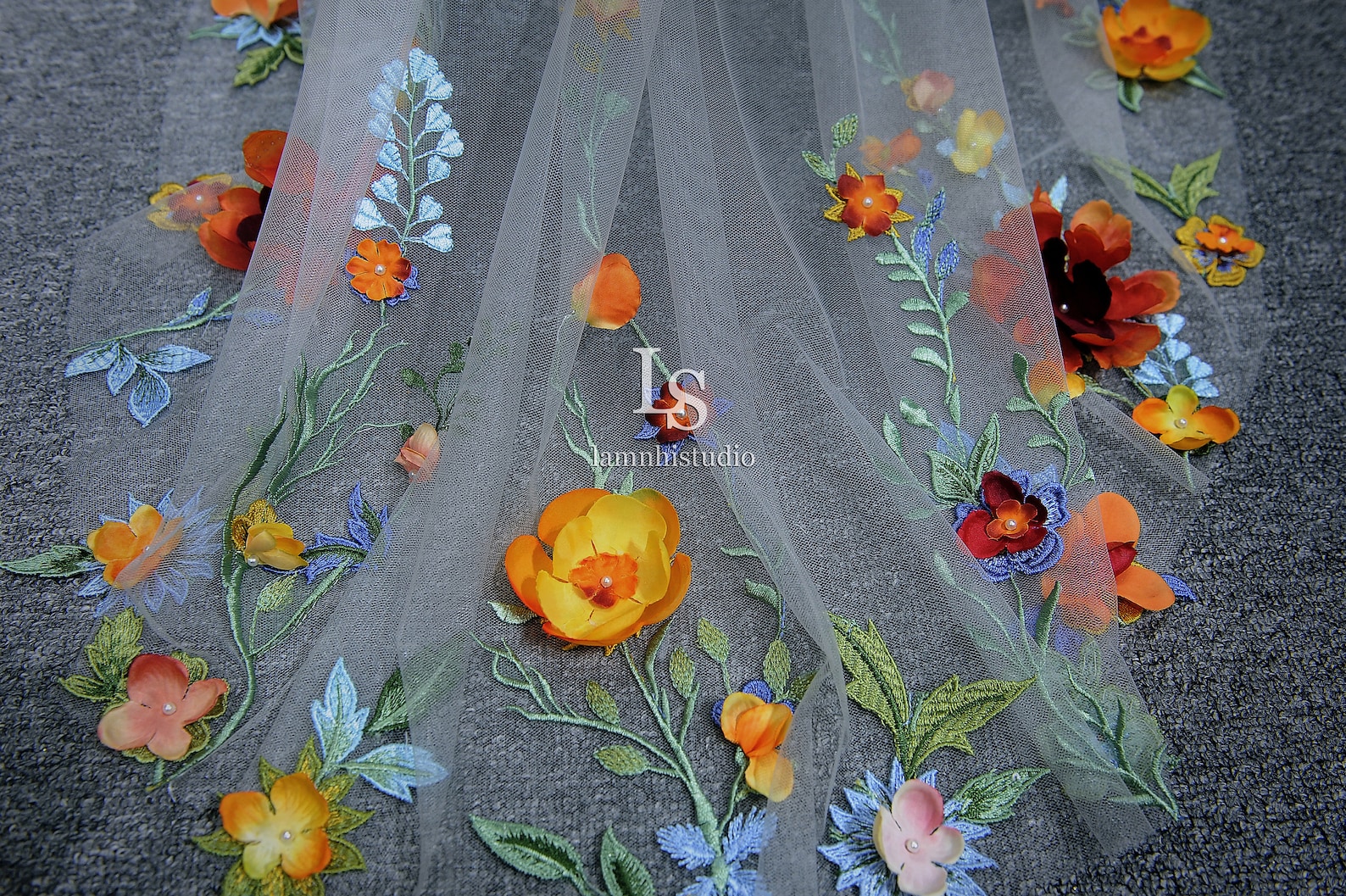 Ls174/botanica Flower Veil/ Lace Embroidery Cape/3d Flower Cape/ Bridal ...