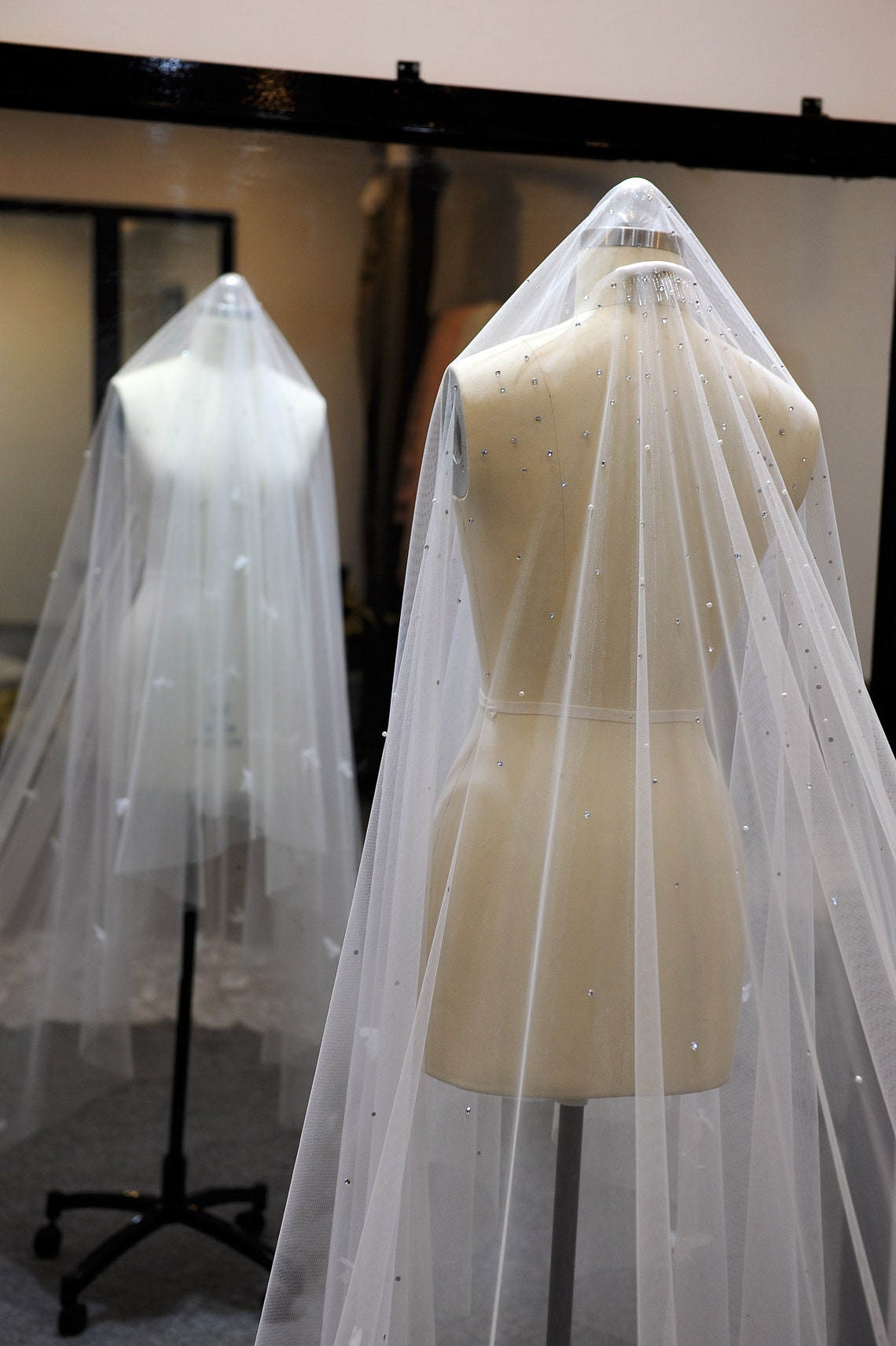 Ls88/Pearl&Rhinestone butterfly veil/ drop veil/ cathedral | Etsy