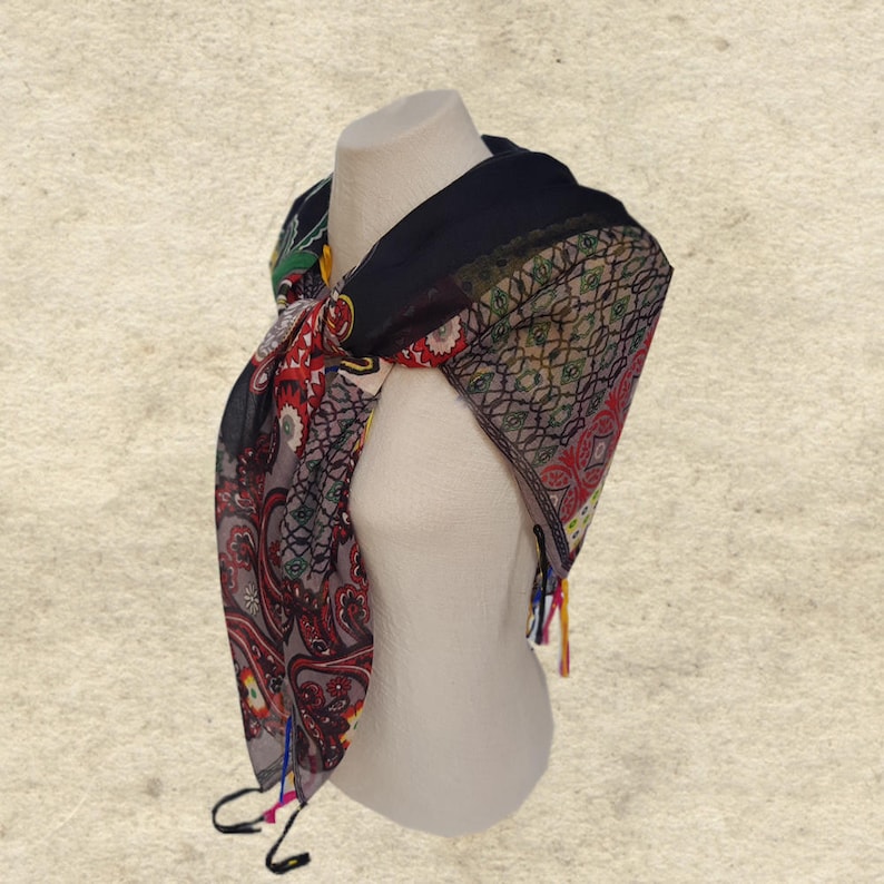 Square Scarf, Womens Scarf Wrap, Ladies Fall Scarves, Flower Print ...