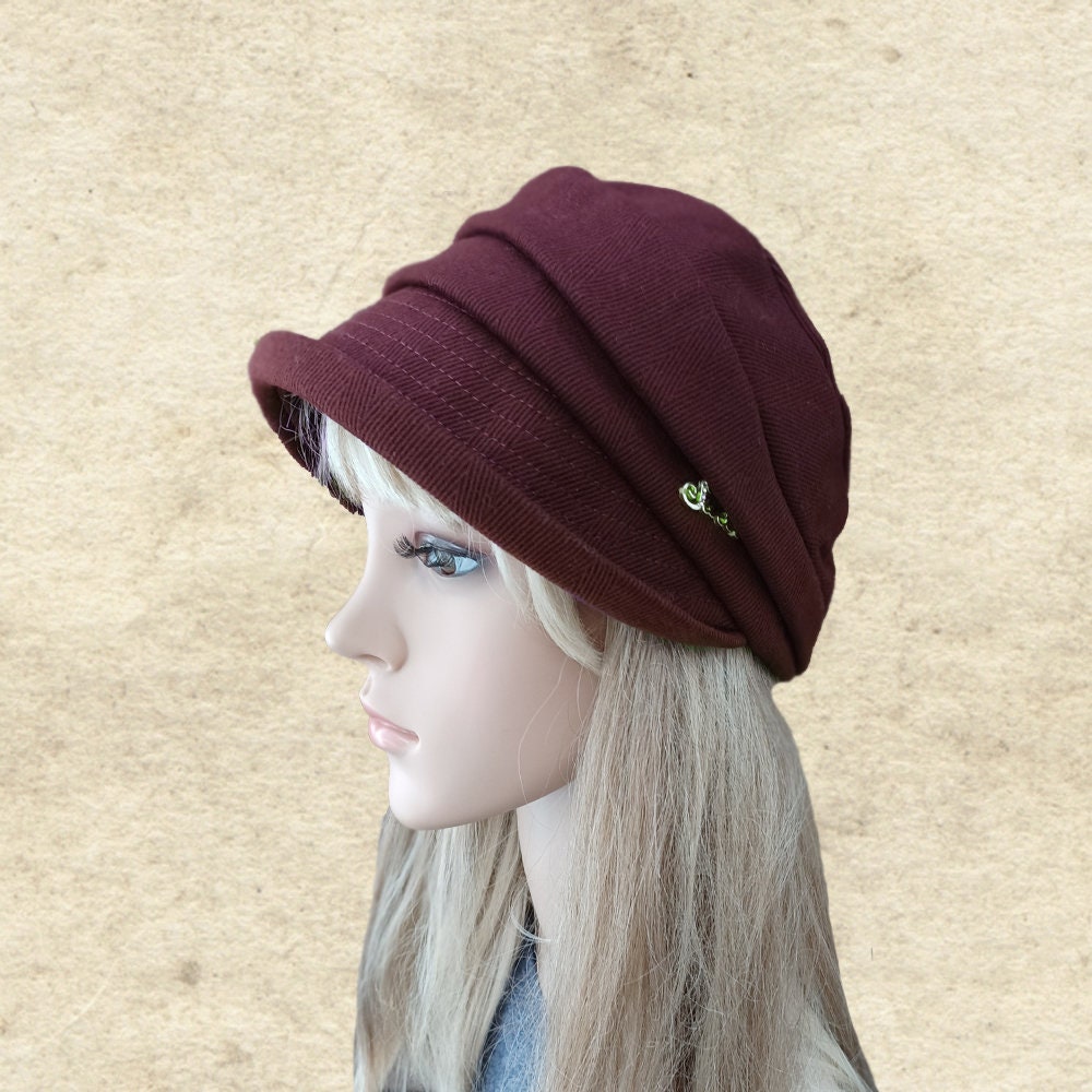 Visor Womens Hat, Cloche Cap Women, Winter Womens Hat, Fabric Women's ...