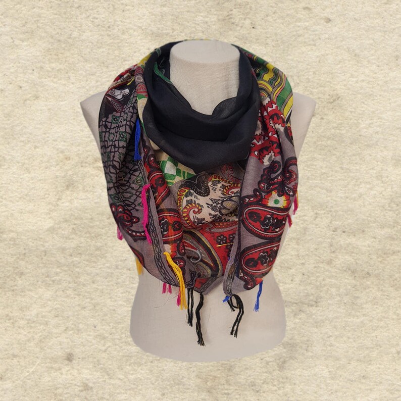 Square Scarf, Womens Scarf Wrap, Ladies Fall Scarves, Flower Print ...