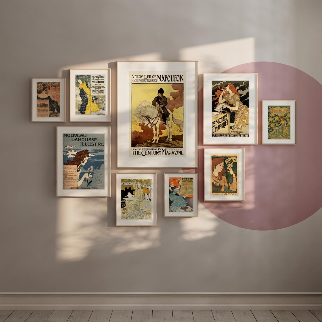 Set of 9 Vintage Posters, Antique Gallery Prints, Printable Wall Art ...