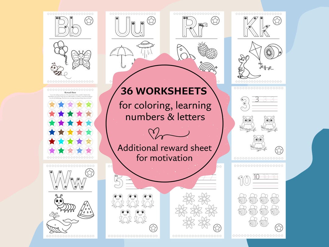 36 Worksheets for Homeschooling, Alphabet and Number Tracing Pages ...