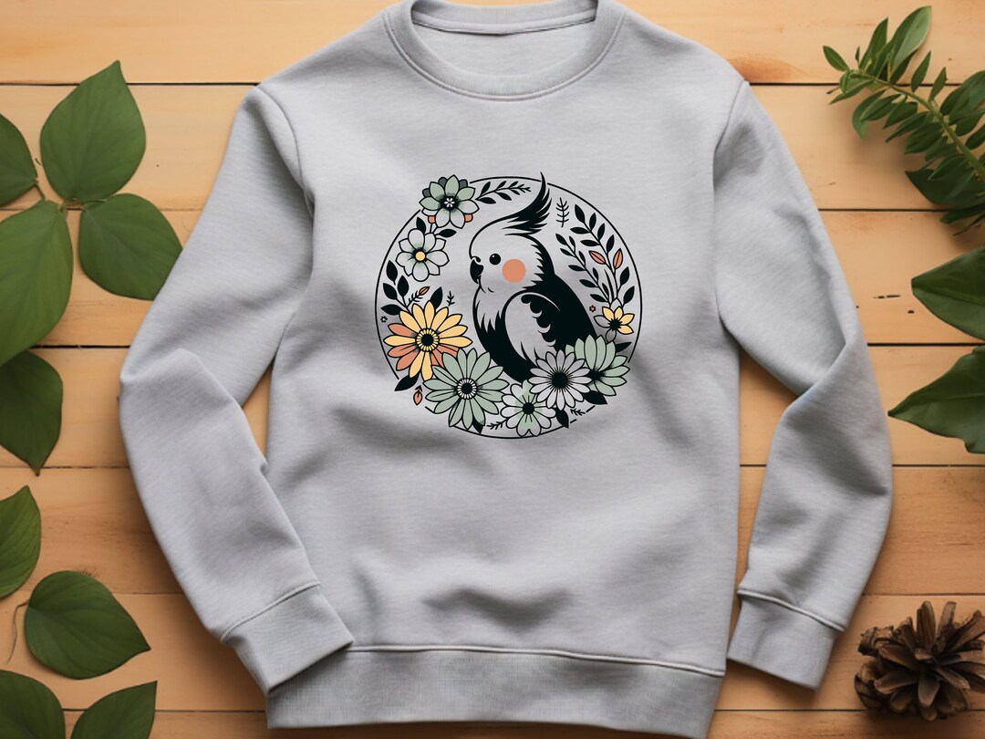 Cockatiel Sweater. Cockatiel Gift. Floral Sweater. Flower Sweatshirt ...