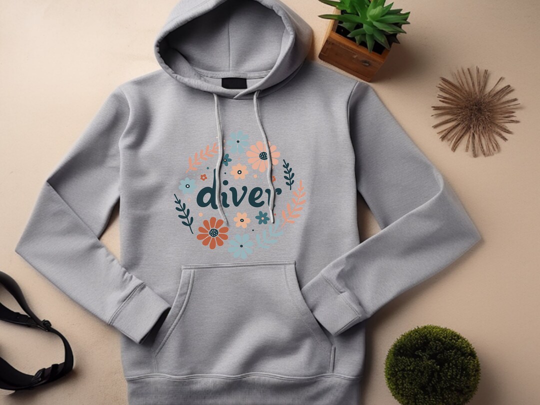 Diver Sweatshirt. Diver Hoodie. Floral Hoodie. Flower Hoodie. Diving ...