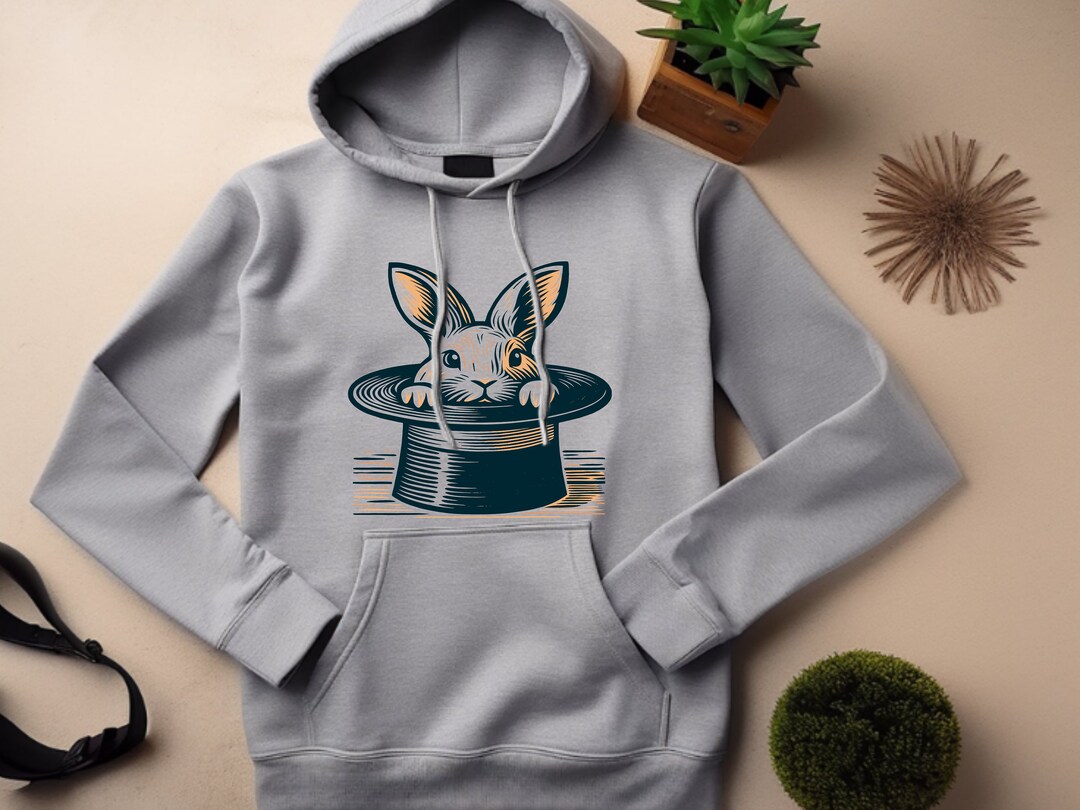 Magic Rabbit Hoodie. Magic Hat Gift. Rabbit Sweatshirt. Magician Hoodie ...