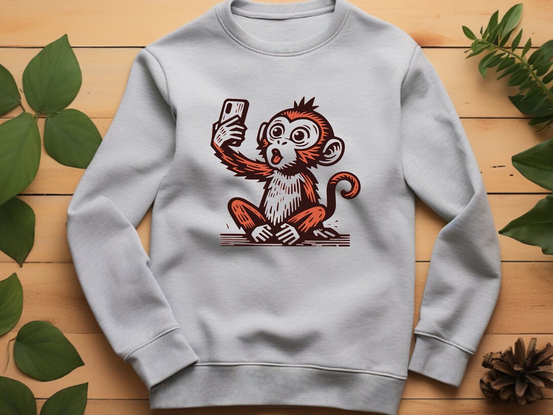 Monkey Sweater. Monkey Gift. Monkey Selfie. Funny Monkey. Animal Lover ...