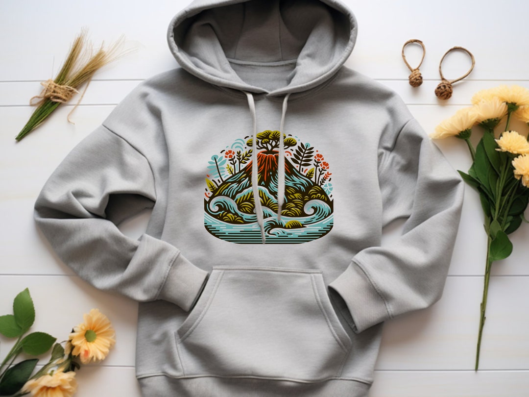 Volcano Hoodie. Volcano Gift. Nature Hoodie. Island Sweatshirt. Lush ...