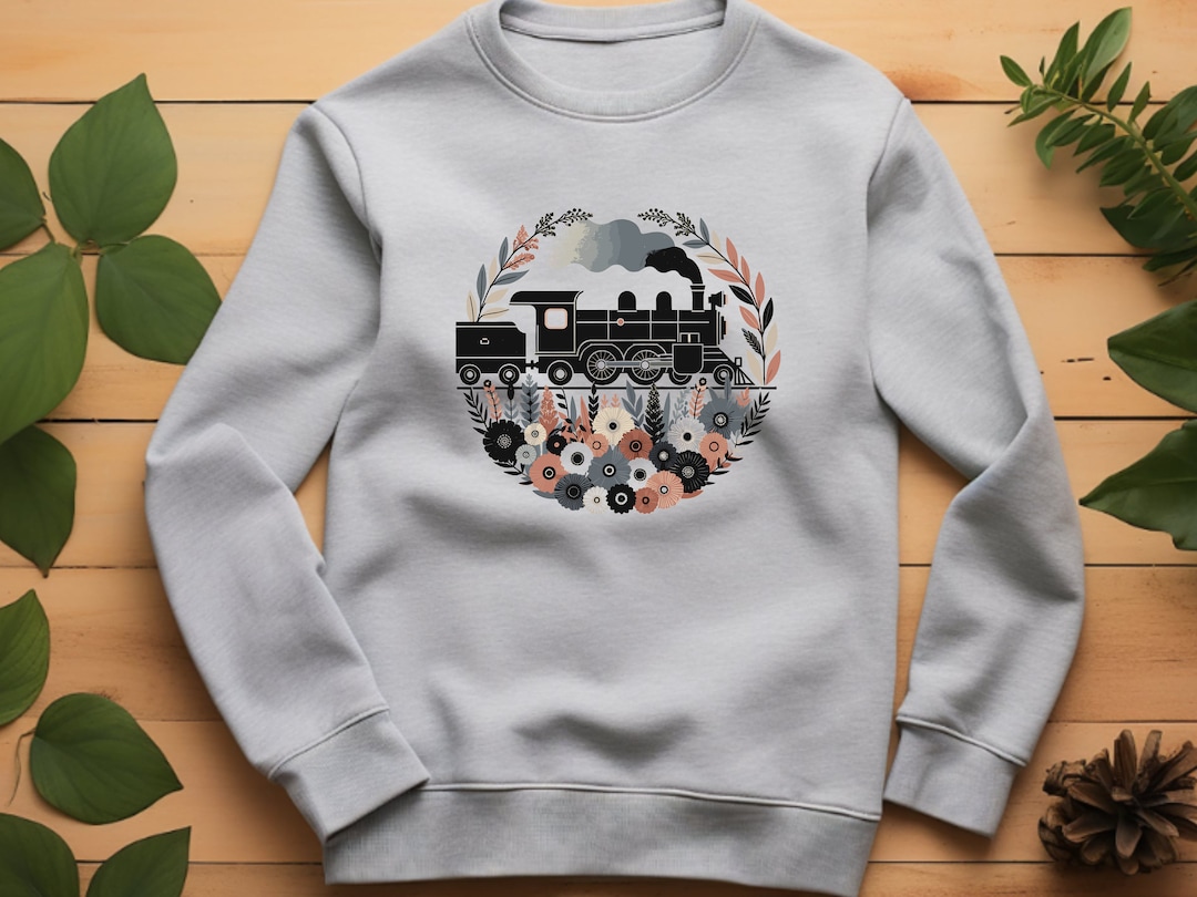 Train Sweater. Train Enthusiast. Flower Sweatshirt. Floral Sweater ...