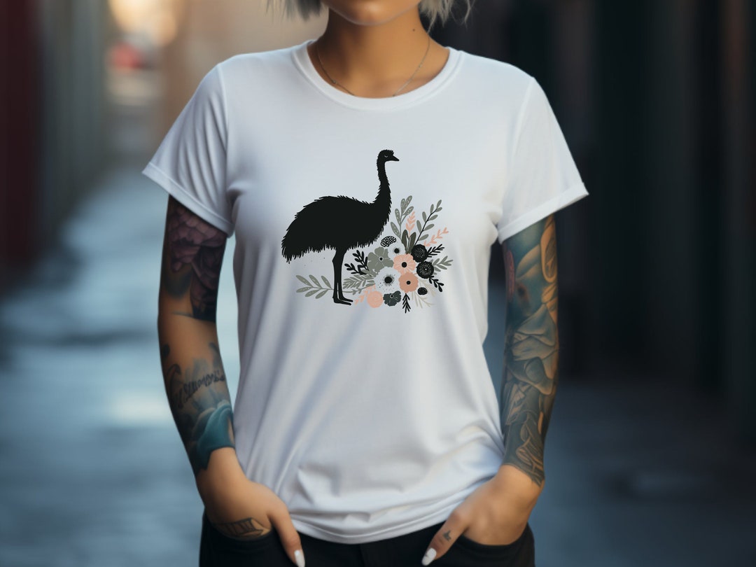 Emu Shirt. Emu Lover Gift. Floral Shirt. Flower Tee. Emu T-shirt. Bird ...