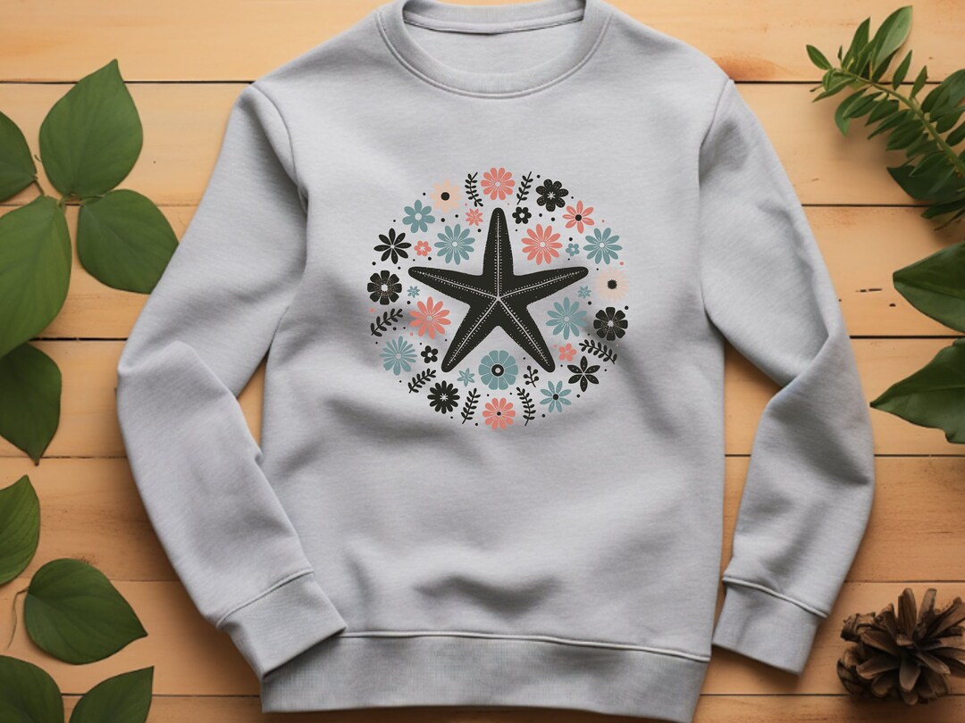 Starfish Sweater. Starfish Gift. Floral Sweater. Flower Sweater. Ocean ...