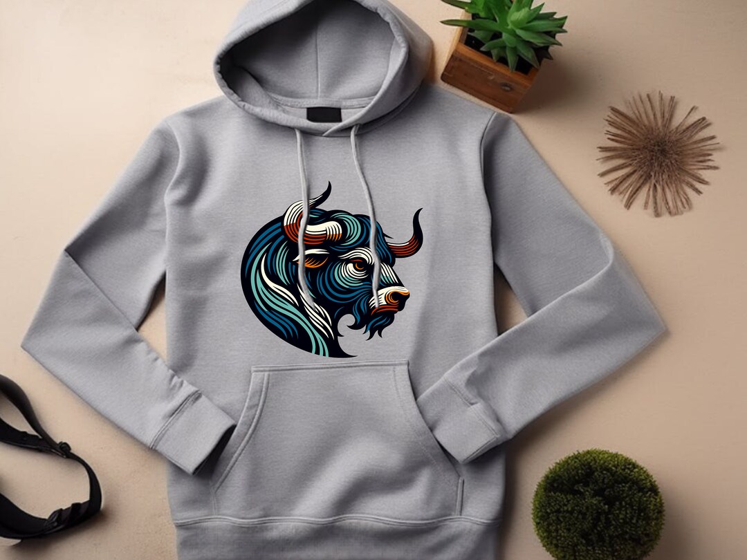 Bull Hoodie. Bull Gift. Bull Sweatshirt. Geometric Hoodie. Geometric ...