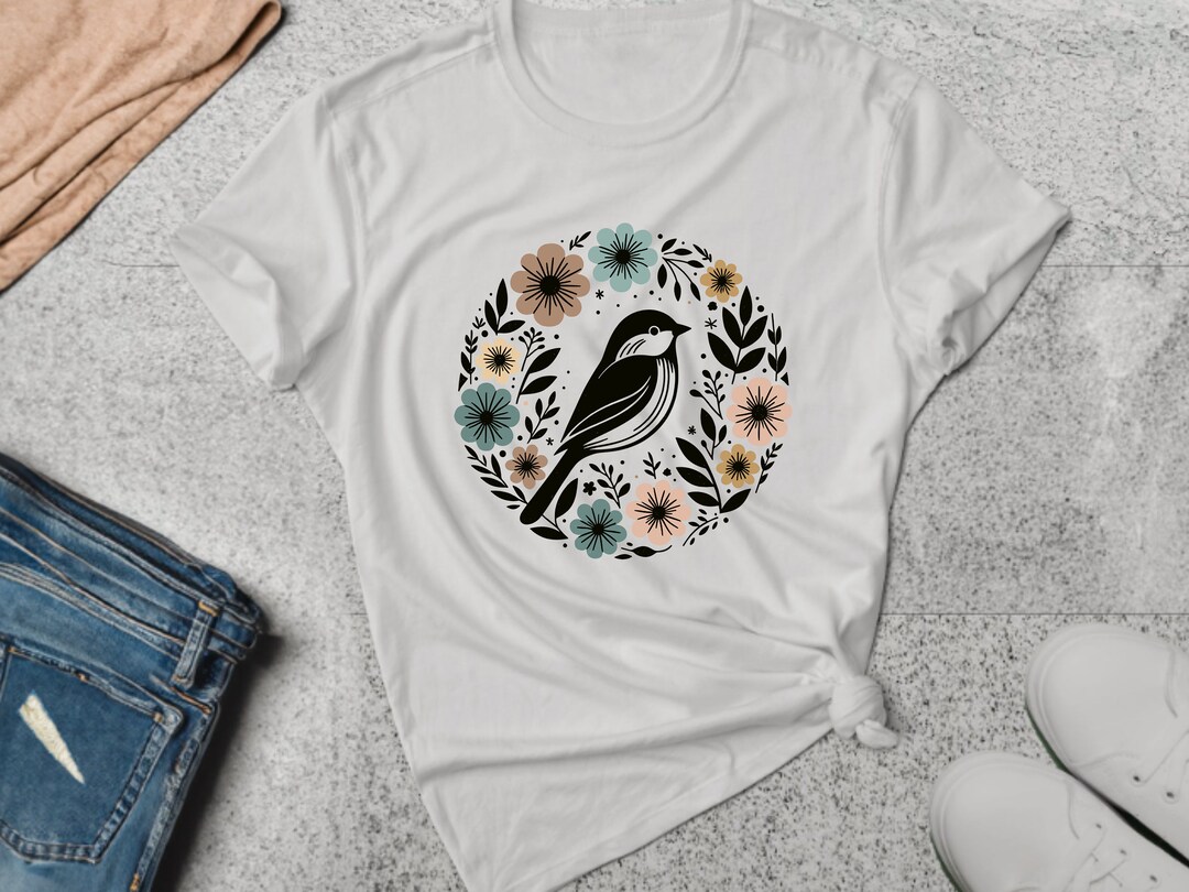 Sparrow Shirt. Sparrow Gift. Floral T-shirt. Flower Shirt. Bird Tee ...