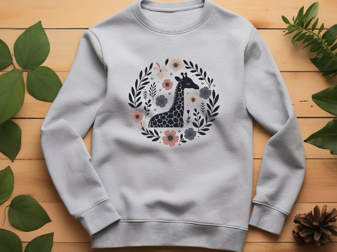 Giraffe Sweater. Giraffe Gift. Floral Sweater. Flower Sweatshirt ...