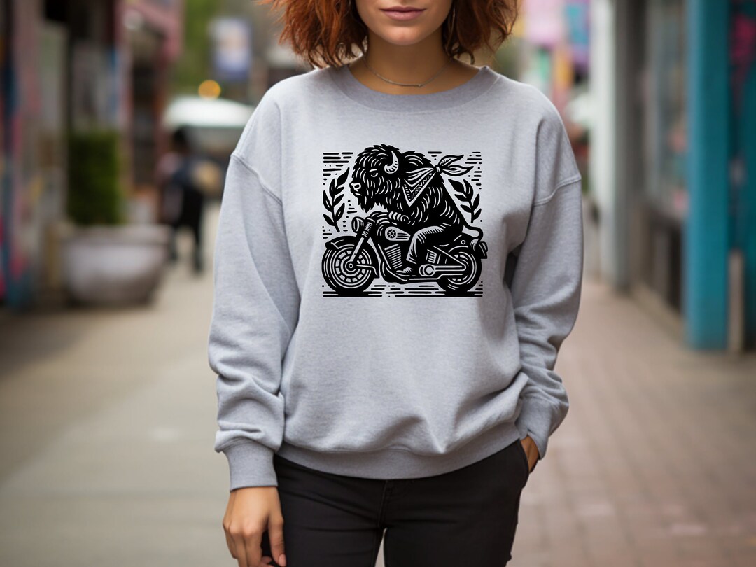 Bison Sweater. Bison Gift. Biker Sweater. Bison Lover Gift. Bandana ...