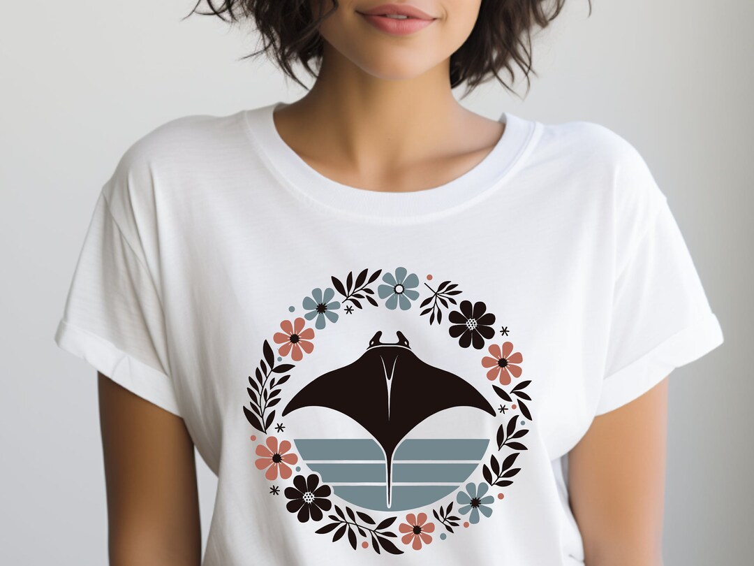 Manta Ray Shirt. Manta Ray Gift. Floral Shirt. Flower Tee. Ocean Life ...