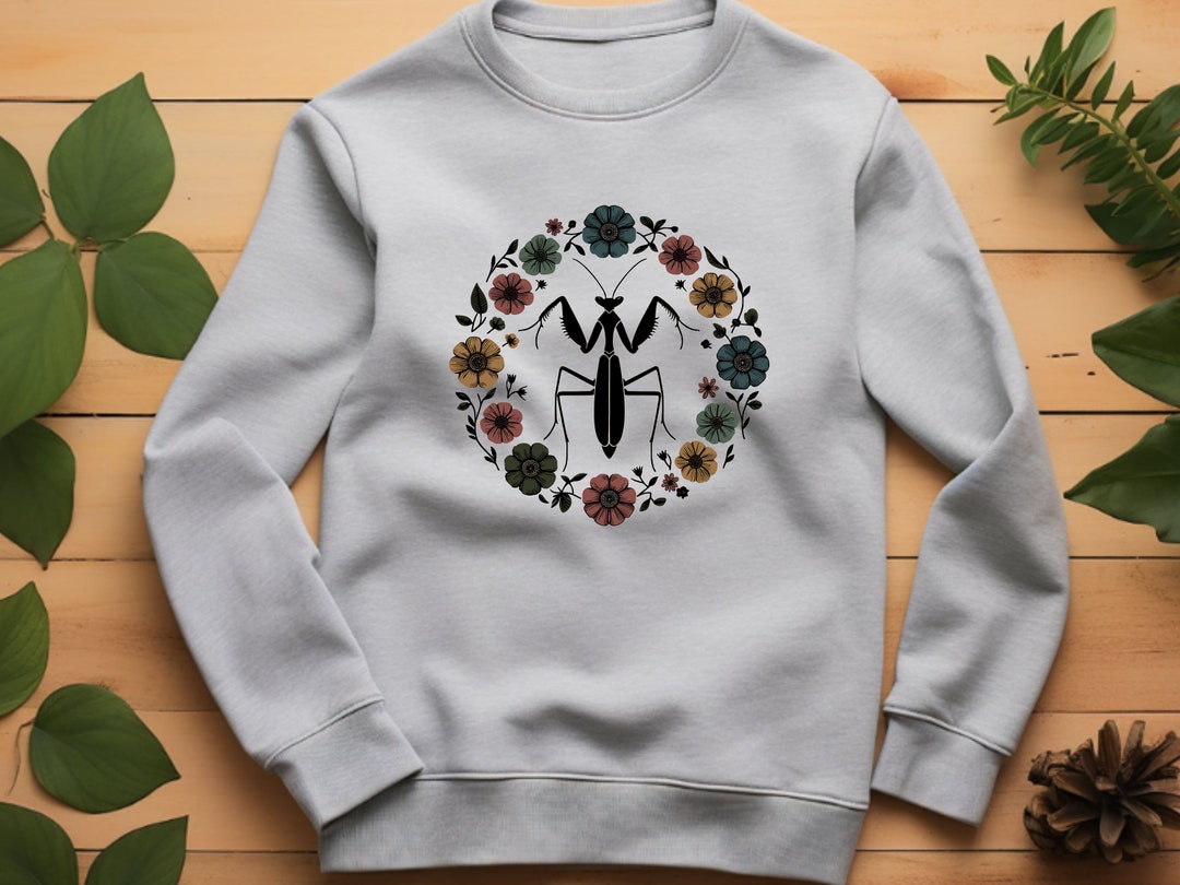 Mantis Sweater. Floral Sweater. Flower Sweatshirt. Insect Sweater ...