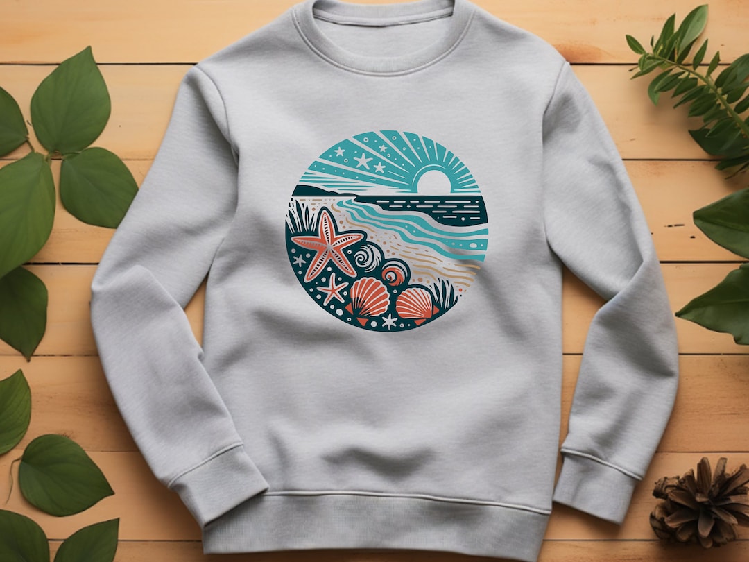 Beach Sweater. Beach Gift. Beach Scene. Starfish Sweater. Seashell ...