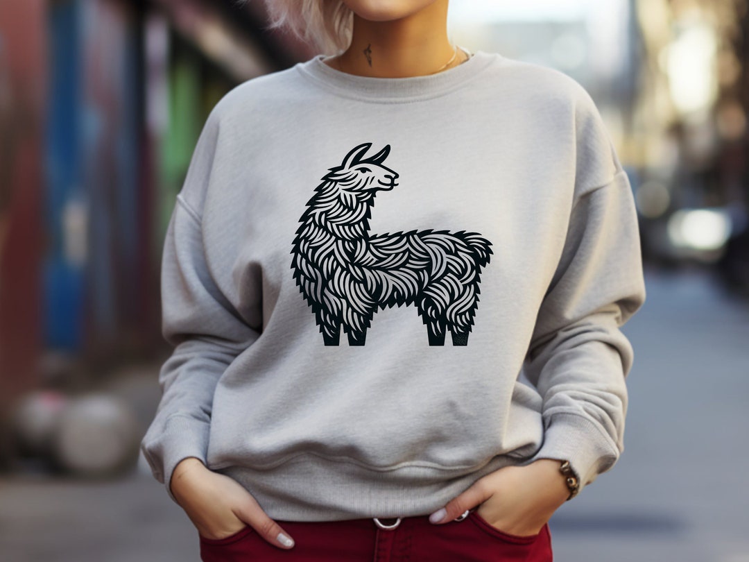Llama Sweater. Llama Gift. Animal Sweatshirt. Animal Gift. Wool Pattern ...