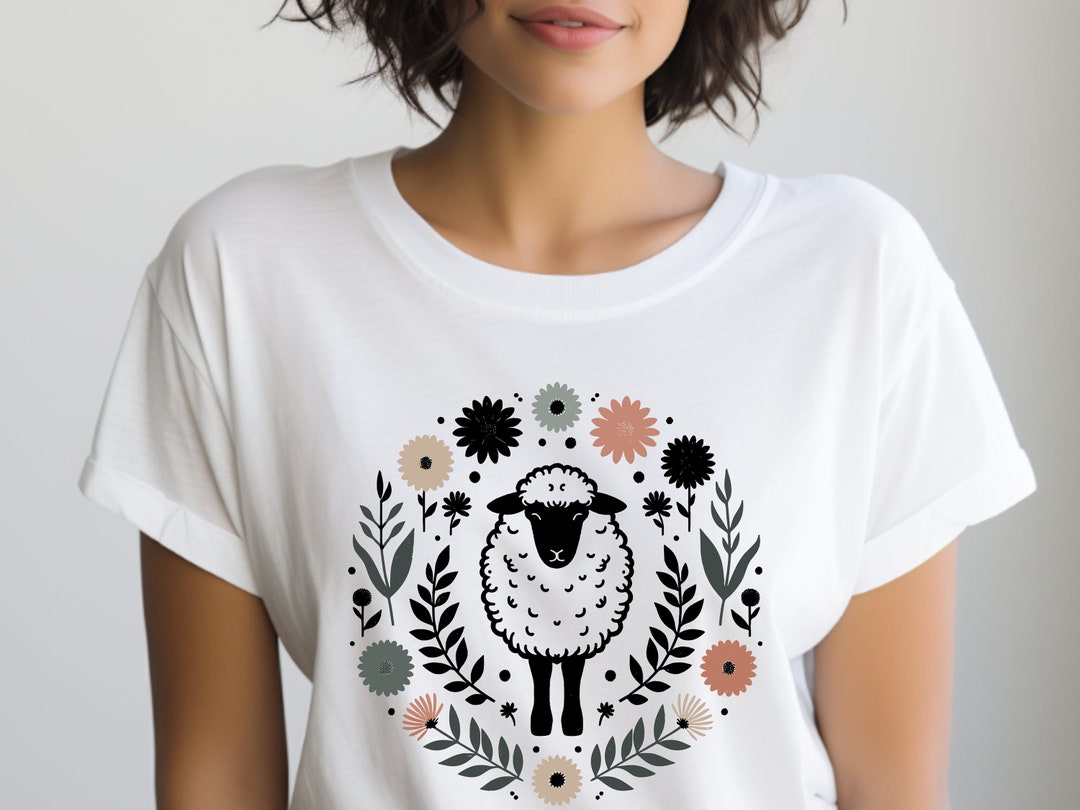 Sheep Shirt. Sheep Gift. Floral Shirt. Flower Tee. Sheep Farmer Tee ...