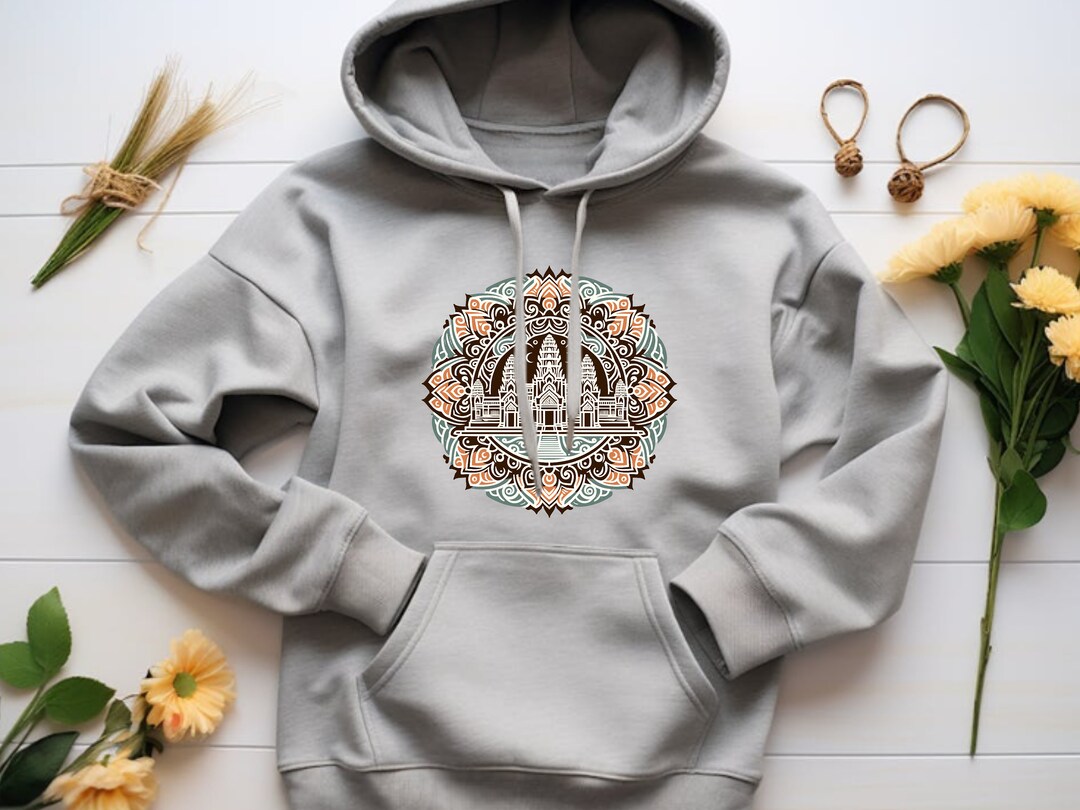 Angkor Wat Hoodie. Angkor Wat Gift. Temple Sweatshirt. Mandala Hoodie ...