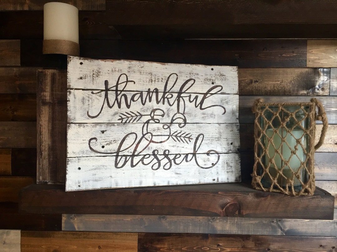 Thankful & Blessed Sign - Etsy