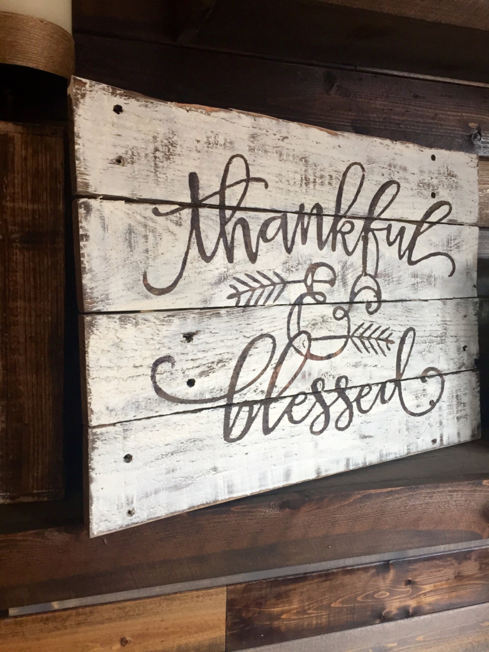 Thankful & Blessed Sign - Etsy