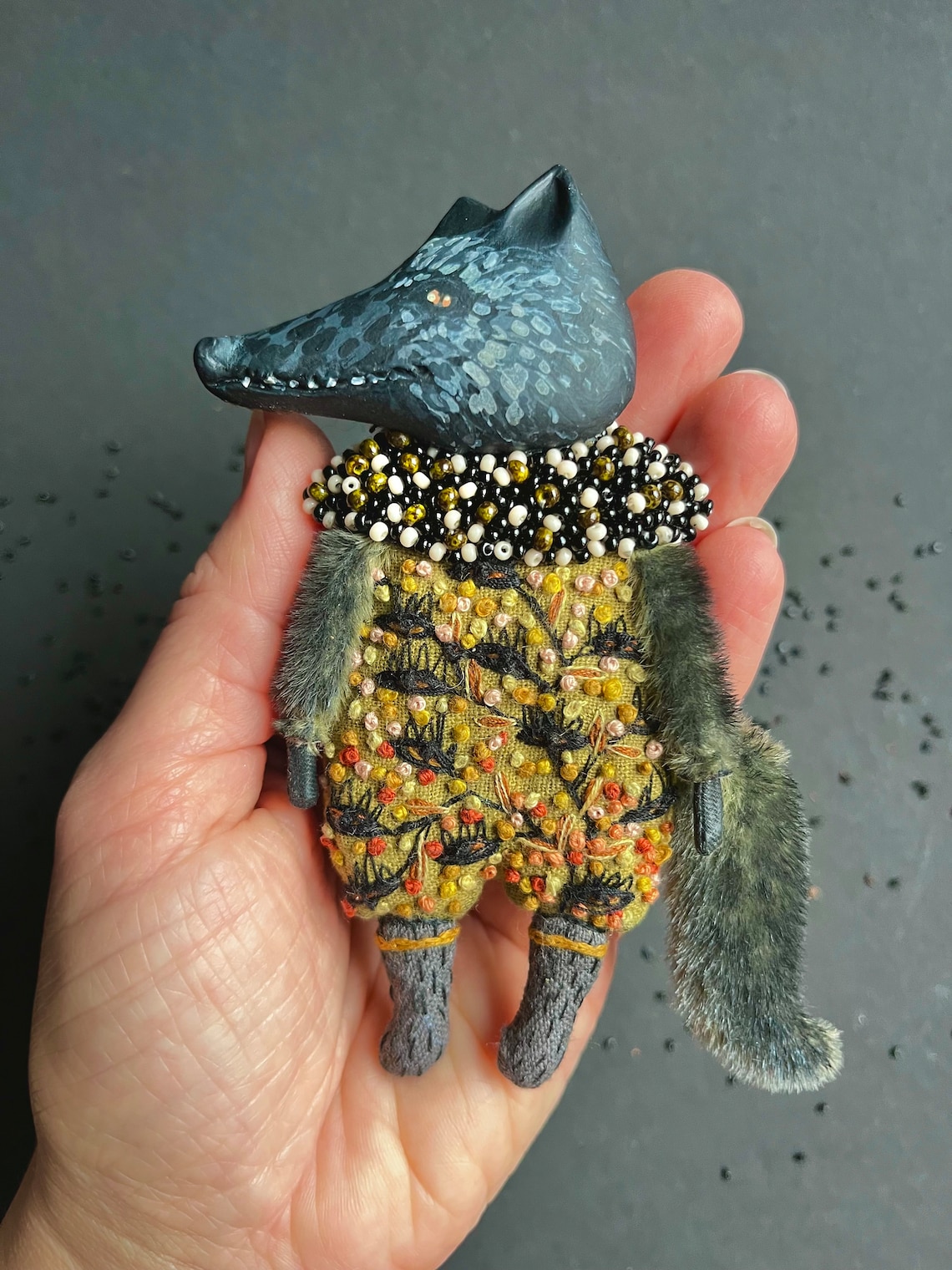 Silver Fox Brooch, Fox Pin, Fox Jewellery, Shawl Pin, Black Fox Brooch ...