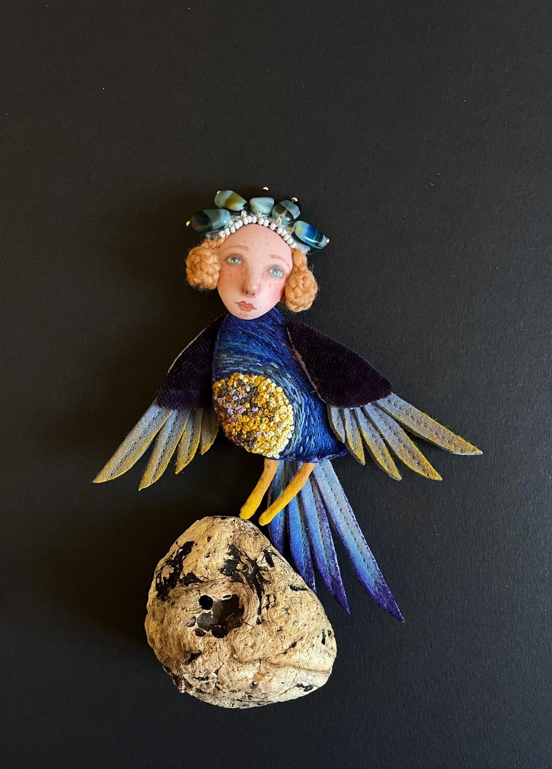 The Sirin Brooch, Embroidered Brooch, Animal Pin, Brooch Bird ...