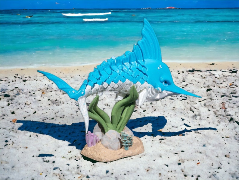3D Printed Articulated Marlin Fish – Colorful Fidget Desk Toy - Etsy