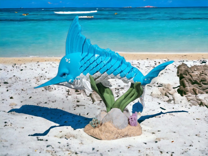 3D Printed Articulated Marlin Fish – Colorful Fidget Desk Toy - Etsy