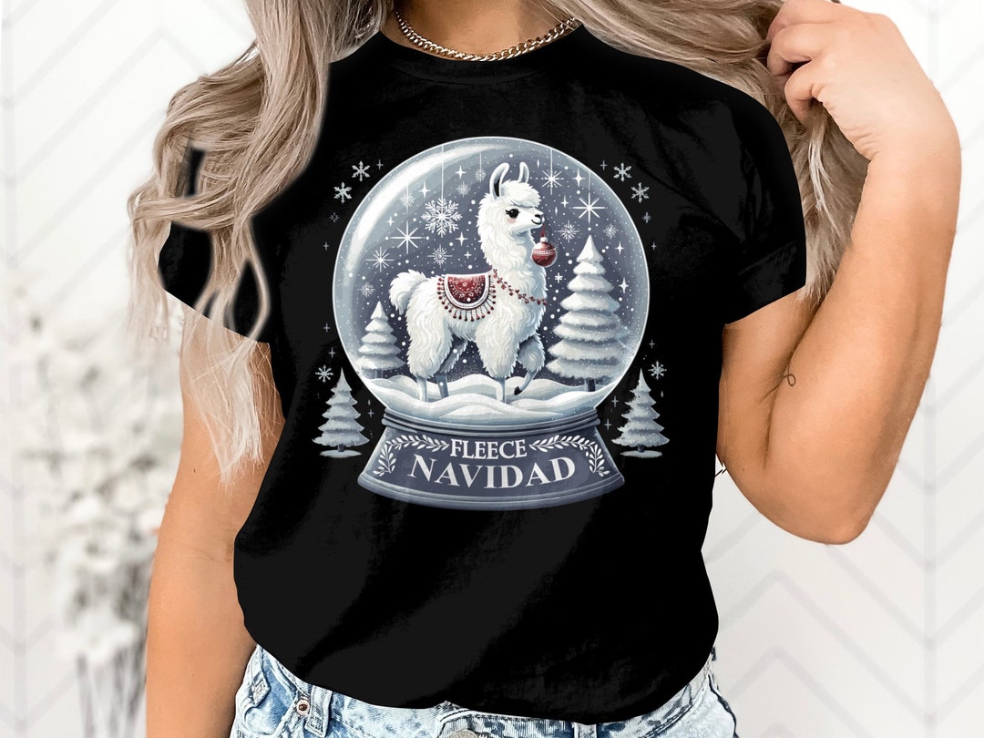 FLEECE NAVIDAD Christmas Llama T-shirt Festive Llama Fun for a Funny ...
