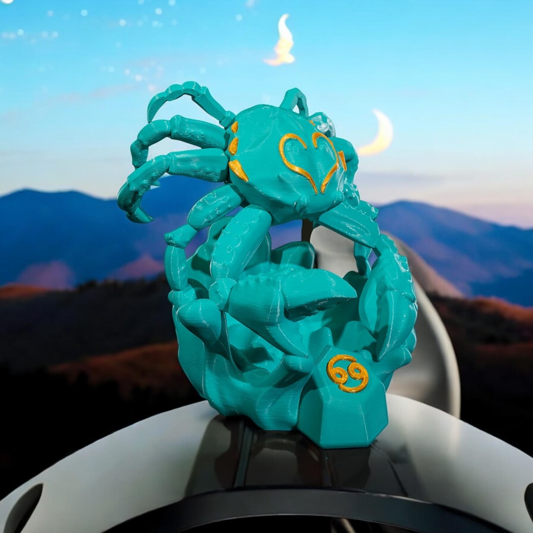 Cancer Sculpture Figurine | Unique 3D Printed Zodiac Decor & Astrology ...