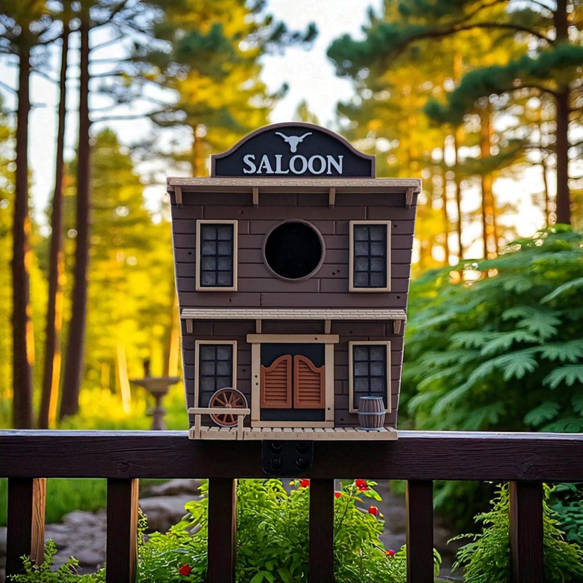 Western Birdhouse – Rustic Saloon Style | 3D Printed Cowboy Garden ...