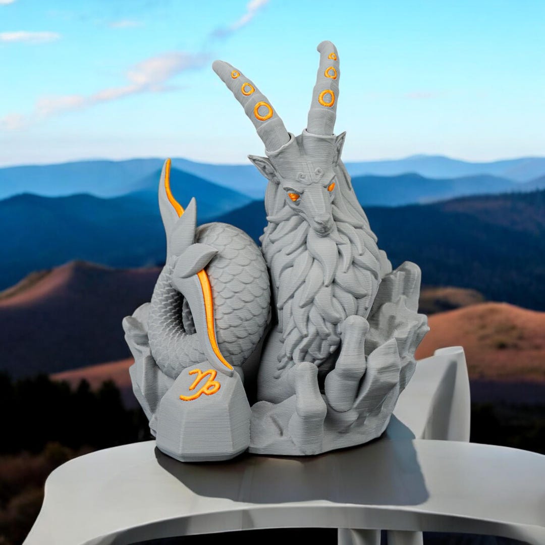 Capricorn Statue – 3D Printed Zodiac Figurine, Astrology Gift, Gothic ...