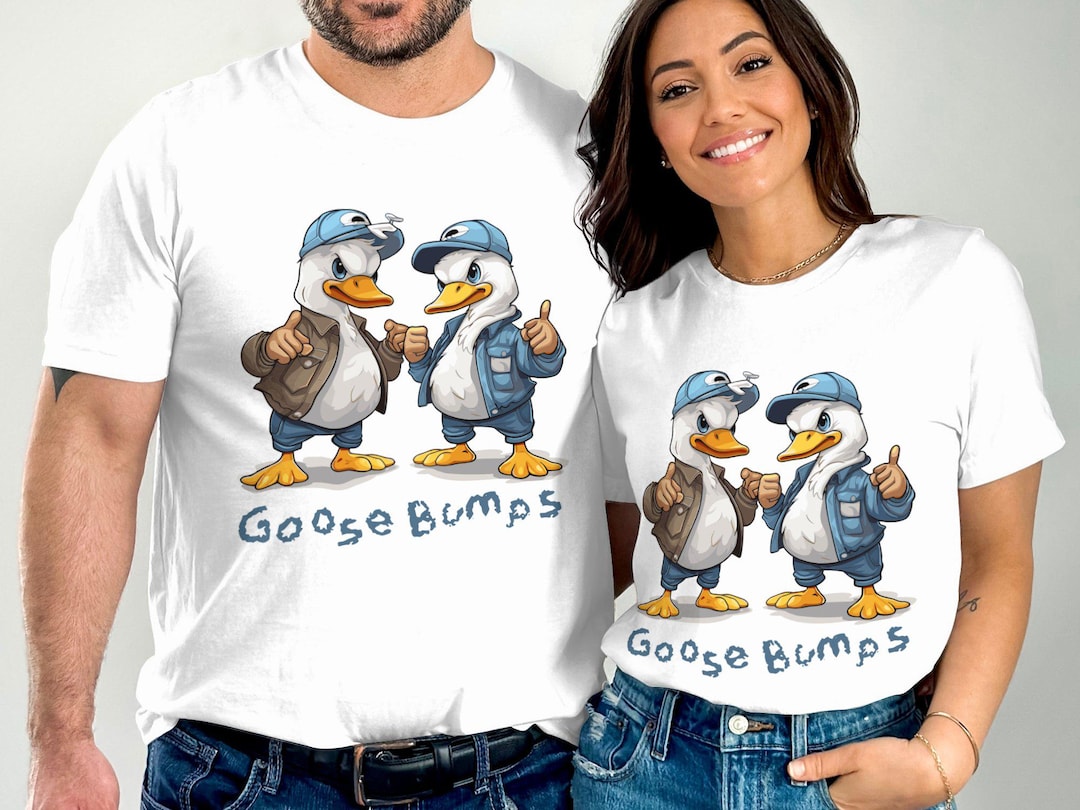 Unique Goose Bumps T-shirt, Funny Cartoon Goose Design, Cute Goose Duo ...
